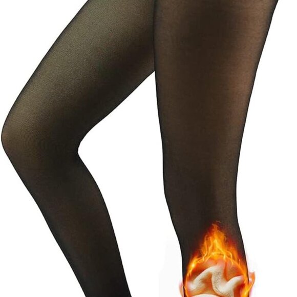 X-CHENG | Pants & Jumpsuits | Black Fleece Lined Tights Sheer Women ...